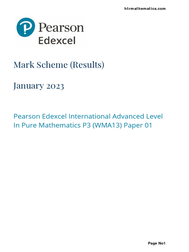 Pure Mathematics P3 (WMA13) RMS | PDF | Trigonometric Functions | Mathematical Concepts