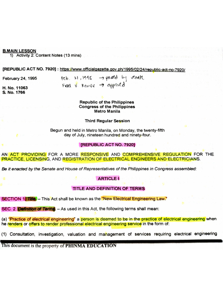 Ee Laws Ra 7920 Article 1 3 | PDF