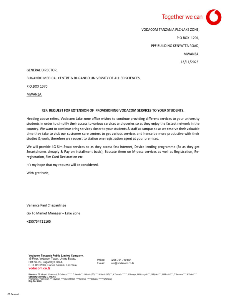 Bugando Letter 2 | PDF | Tanzania | Mobile Phones