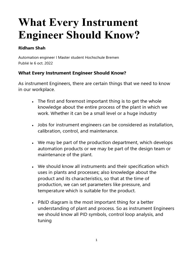 What Every Instrument Engineer Should Know | PDF | Control Theory ...