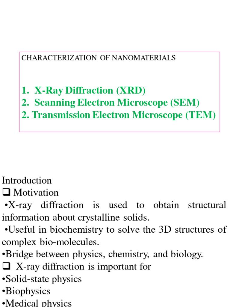 Unit-VI Nano Technology-XRD, SEM, TEM | PDF | Transmission Electron ...