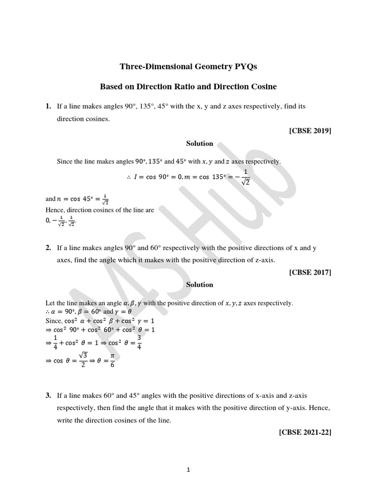 3D Pyq's | Download Free PDF | Equations | Line (Geometry)