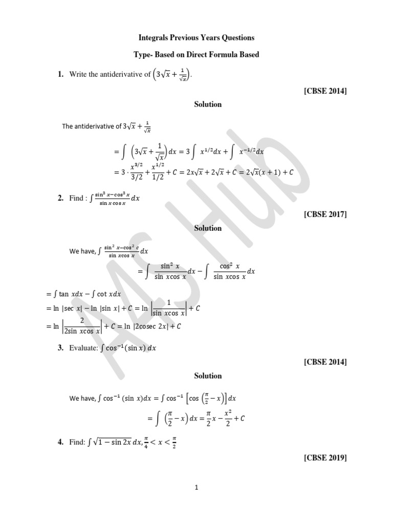 Integration PYQ | PDF