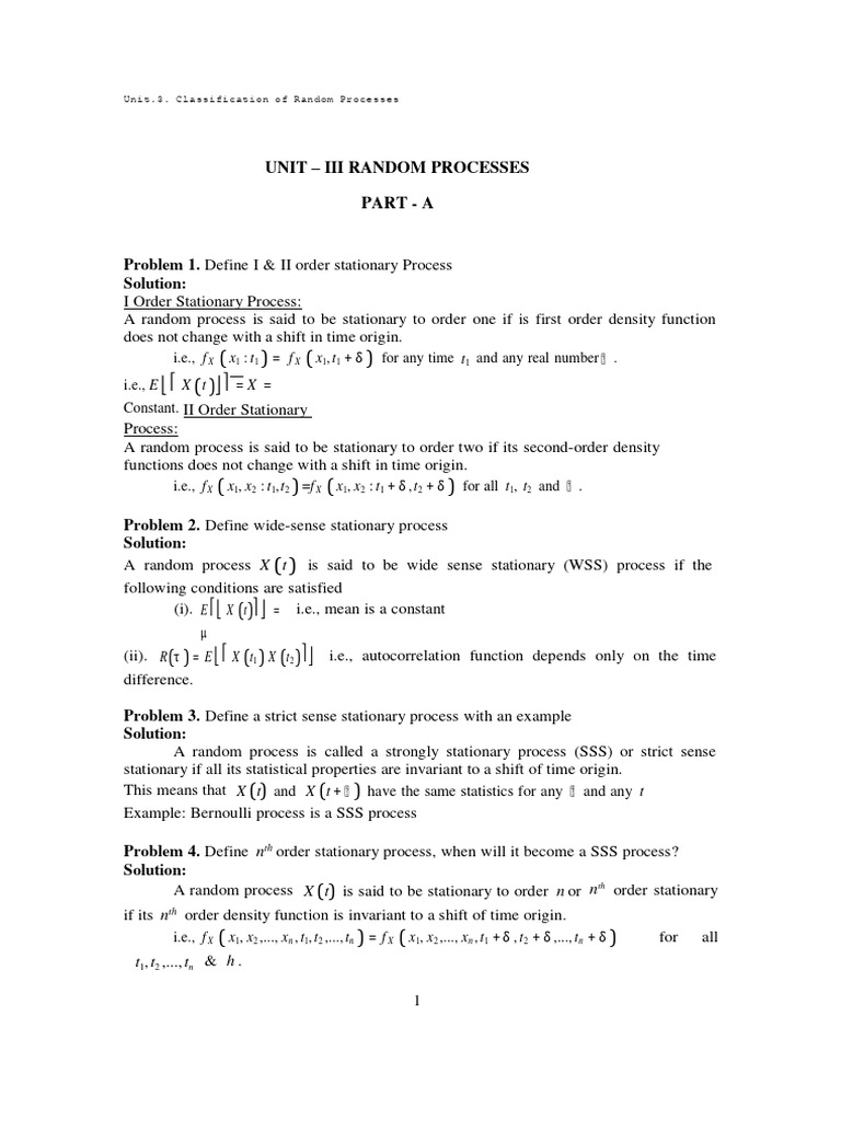 Random Process Characteristic Equation NOTES | PDF | Stationary Process ...