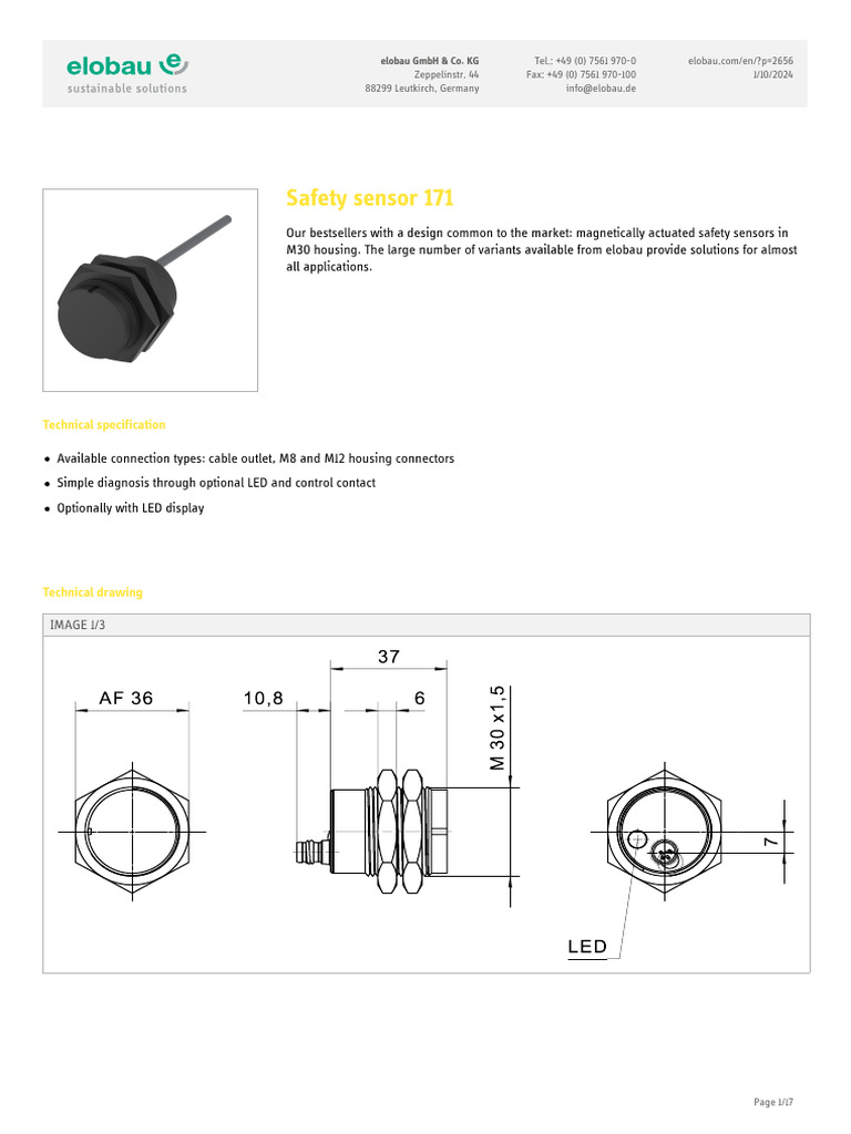 Safety Sensor 171 | PDF | Electrical Connector | Voltage