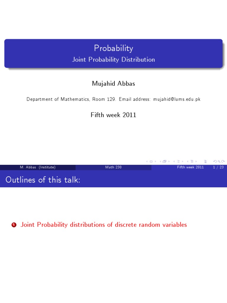 An Introduction to Joint Probability Distributions of Discrete and ...