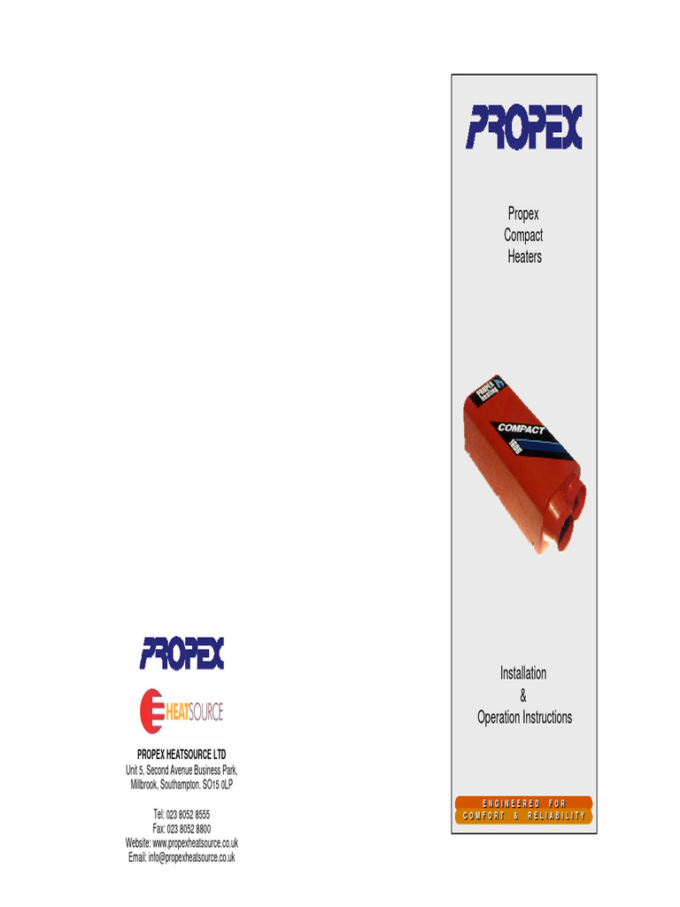 Propex Compact 1600 Heater Manual | PDF | Thermostat | Tap (Valve)