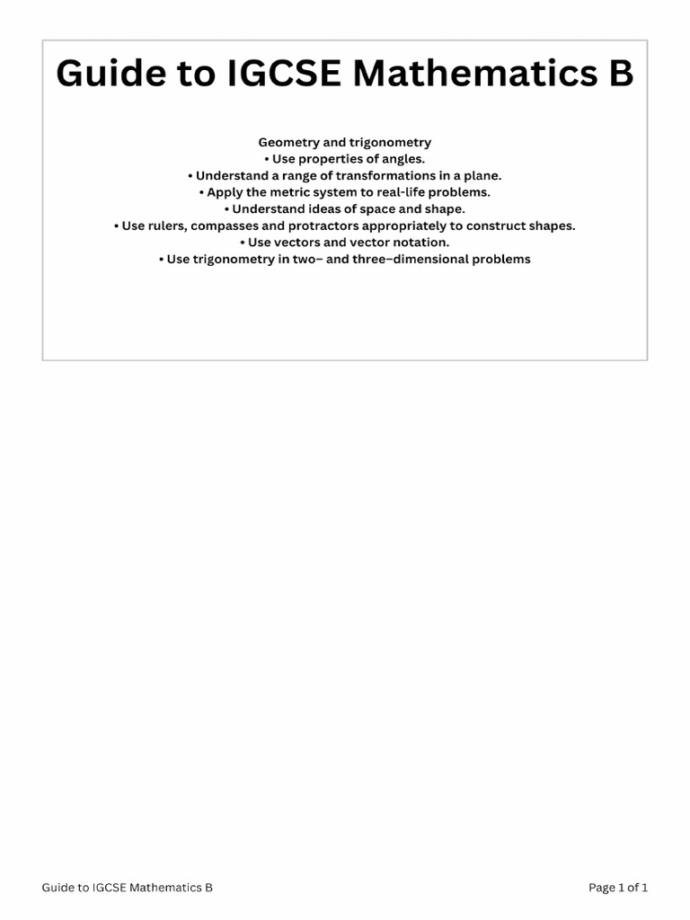 Guide To IGCSE Mathematics B | PDF