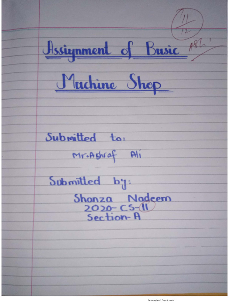 Mechanical Work Shop Note Book | PDF