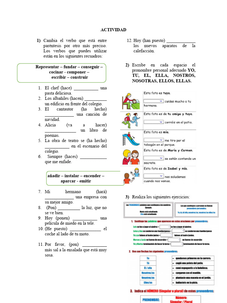 ACTIVIDAD LENGUAJE 4 Grado | PDF