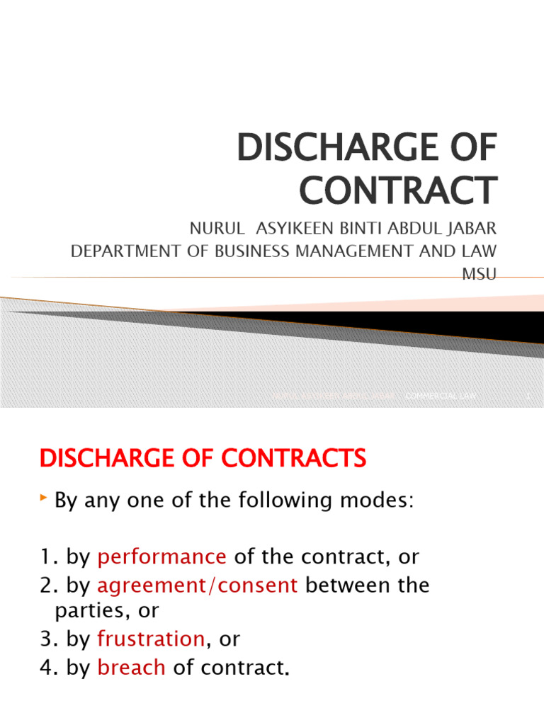 Topic 2 - Discharge of Contract | PDF
