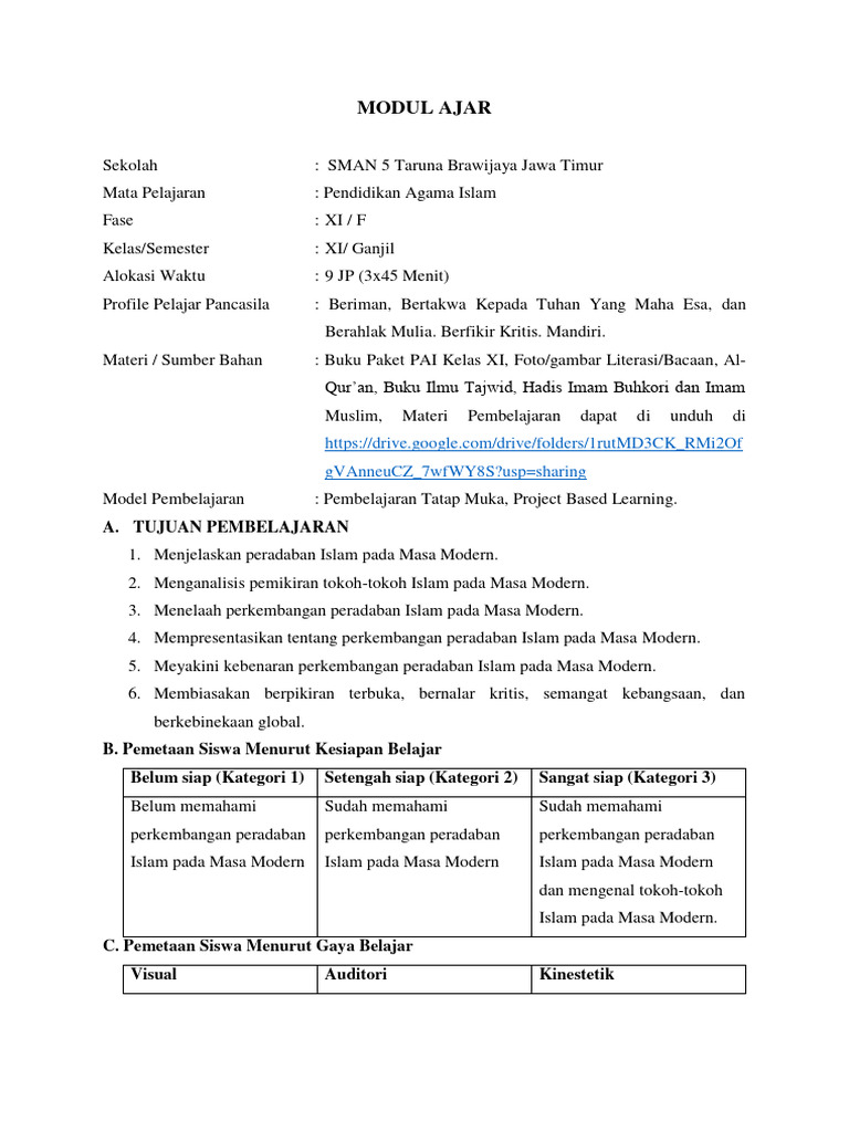 Modul Ajar Pai Kelas Xi | PDF