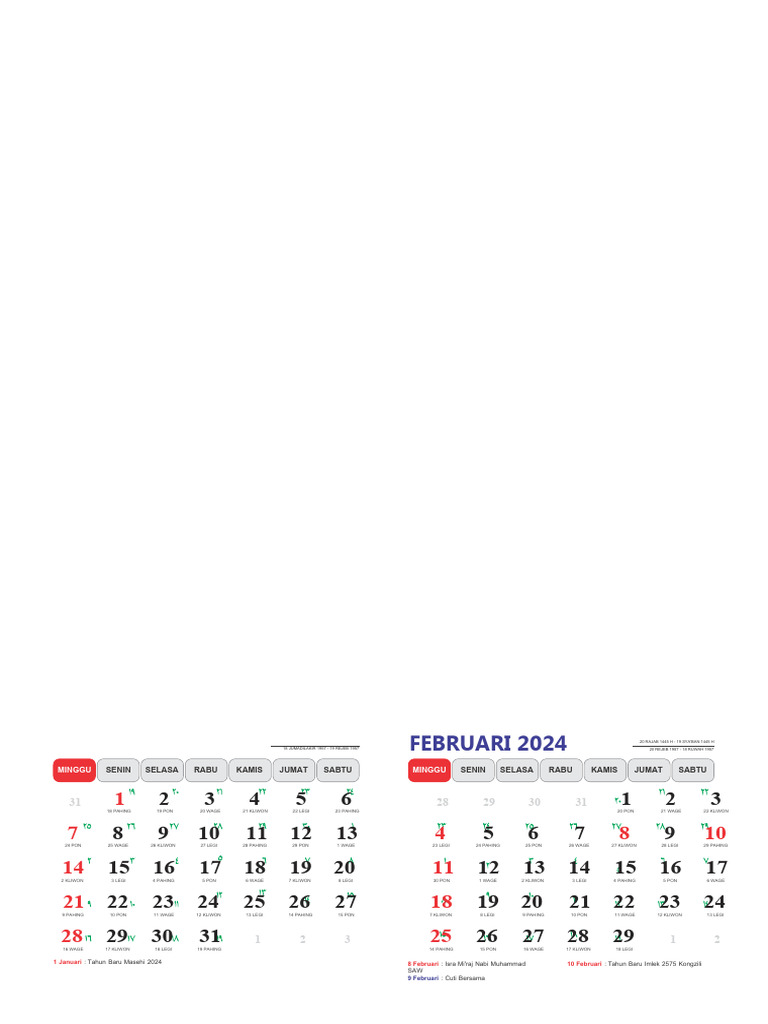 LW Template Kalender Lengkap 2024 6lbr | PDF