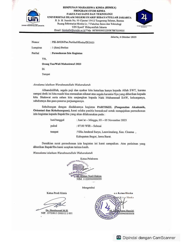 Surat Izin Orang Tua Maba | PDF Surat Izin Orang Tua Maba | PDF