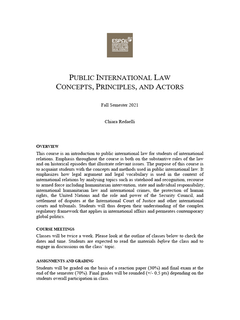 Public International Law - Fall 2021 | PDF | International Law | Justice