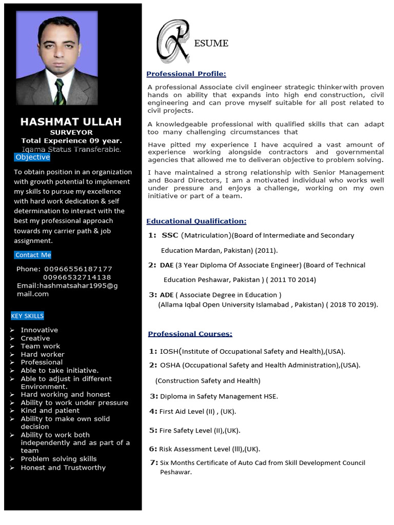 Hashmat Ullah: Surveyor Profile | PDF | Occupational Safety And Health