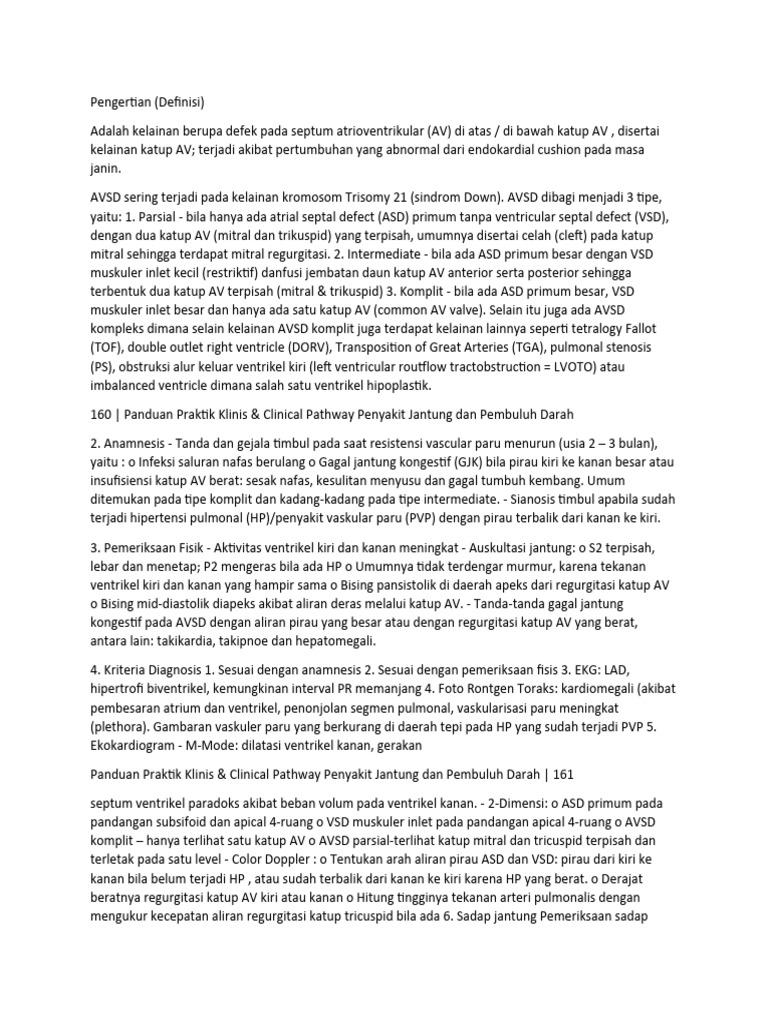 Atrioventricular Septal Defect (Avsd) | PDF