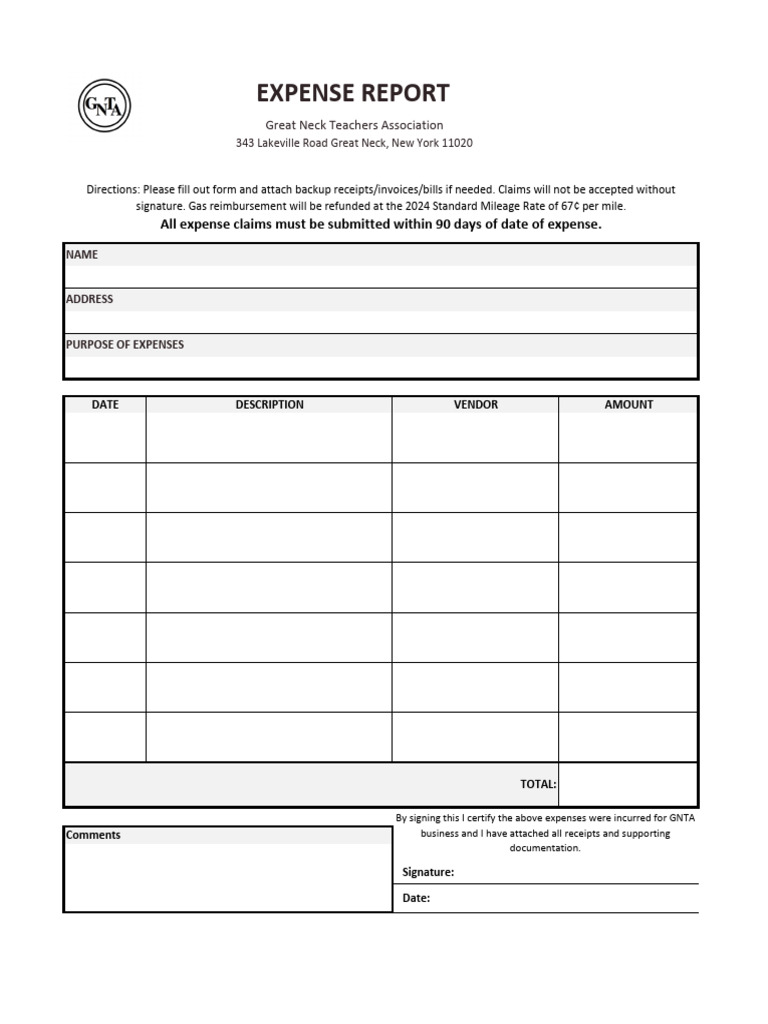 Gnta Expense Report 2024 | PDF