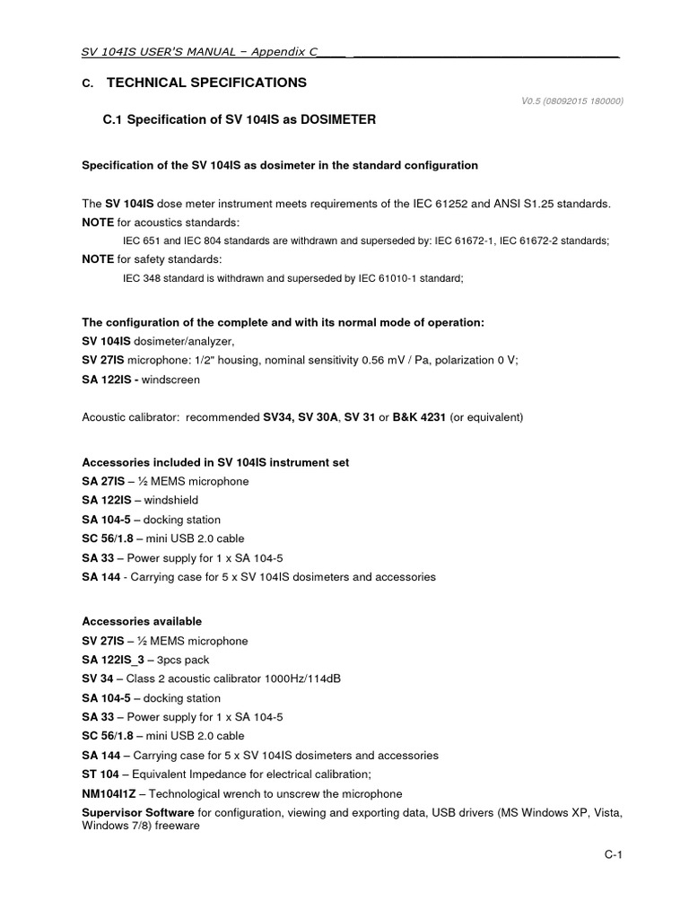 SV104is User Manual App C | Download Free PDF | Microphone | Decibel