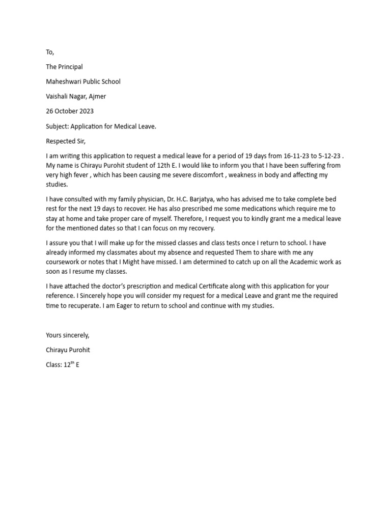 Application For Medical Leave | PDF | Lifestyle