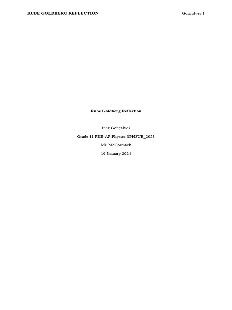 Rube Goldberg Machine Project Reflection | PDF