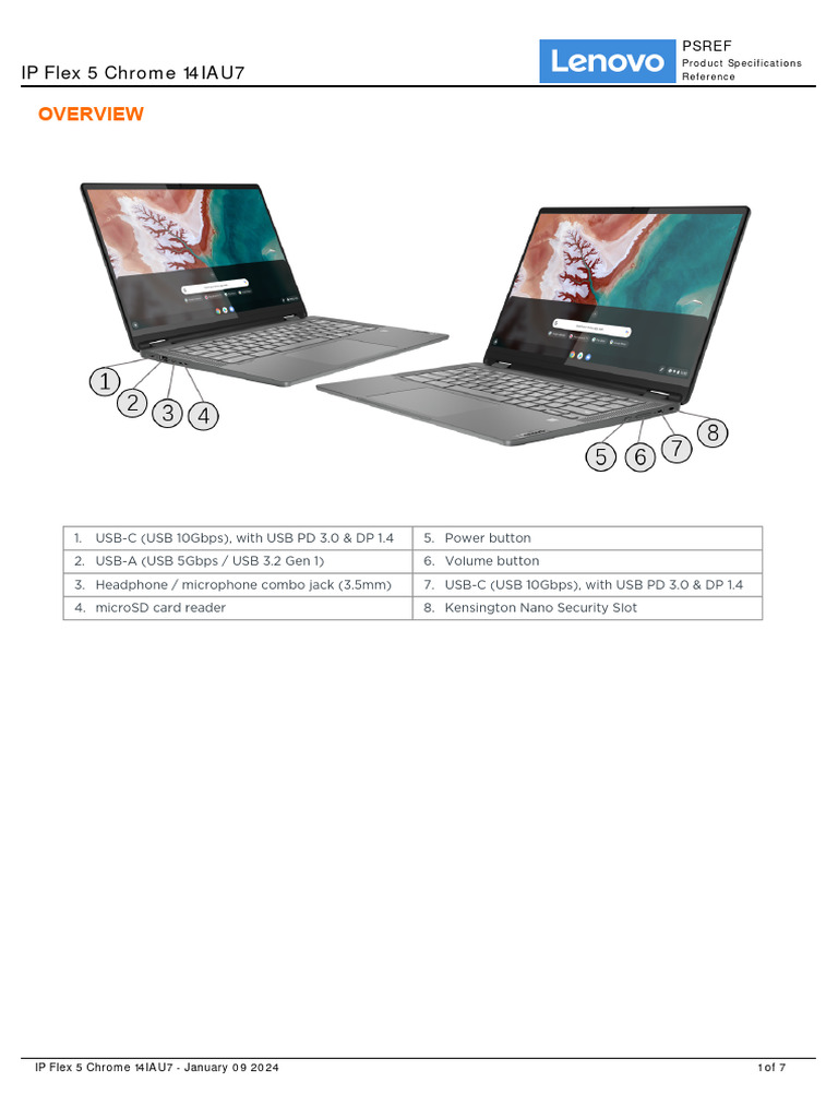 IP Flex 5 Chrome 14IAU7 Spec | PDF | Solid State Drive | Computer Hardware