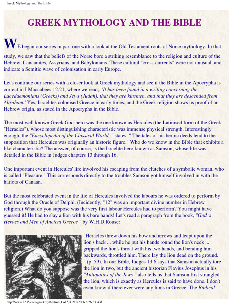 Greek Mythology and The Bible | PDF | Greek Mythology | Bible
