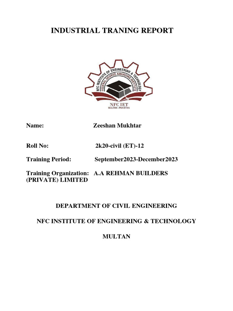 Field Training Report | PDF | Concrete | Engineering