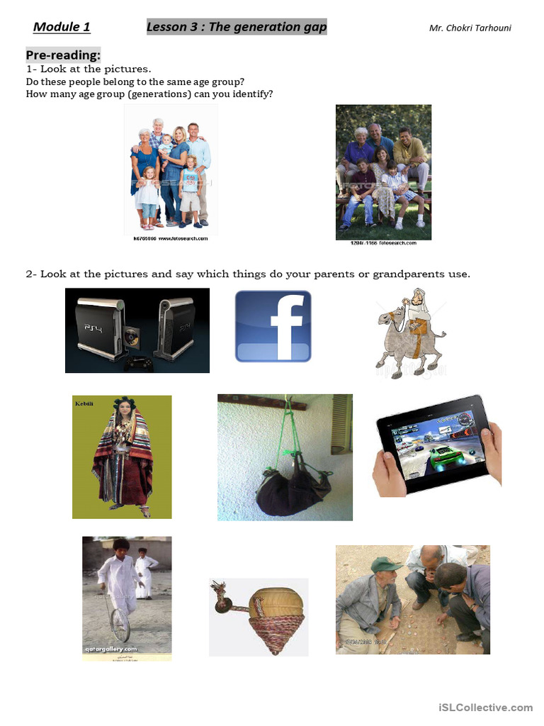 Generation Gap Worksheet | PDF | Adjective | Linguistics