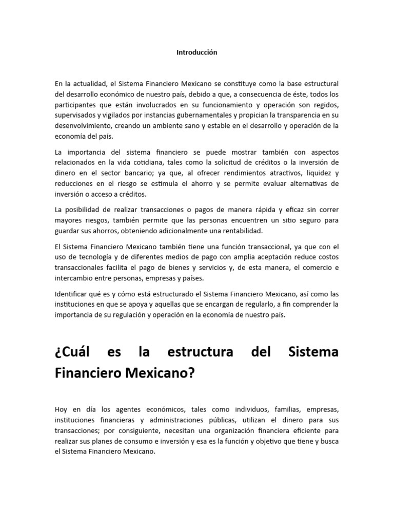 Estructura del Sistema Financiero Mexicano | PDF | Finanzas y dinero