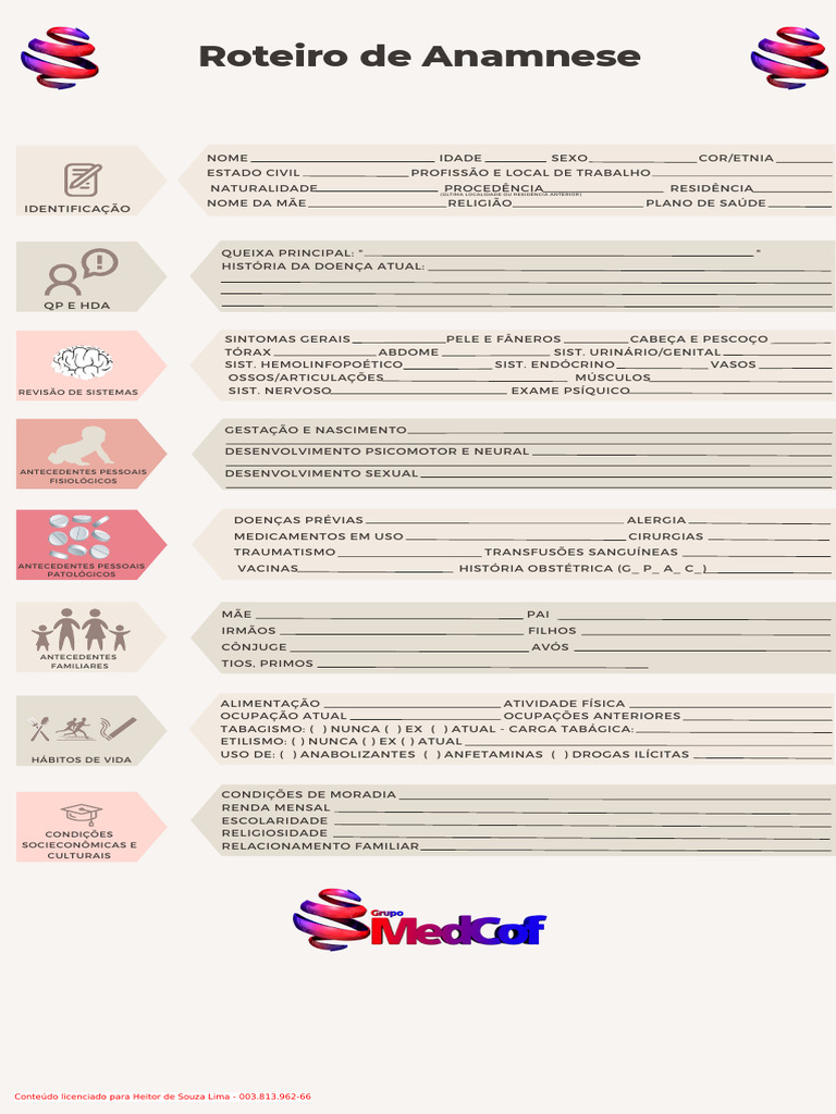 roteiro-de-anamnese | PDF | Sistema de saúde | Ciências da Saúde