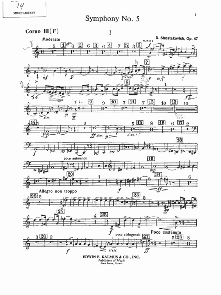 14 - Horn 3 - Shostakovich Symphony No. 5 | PDF