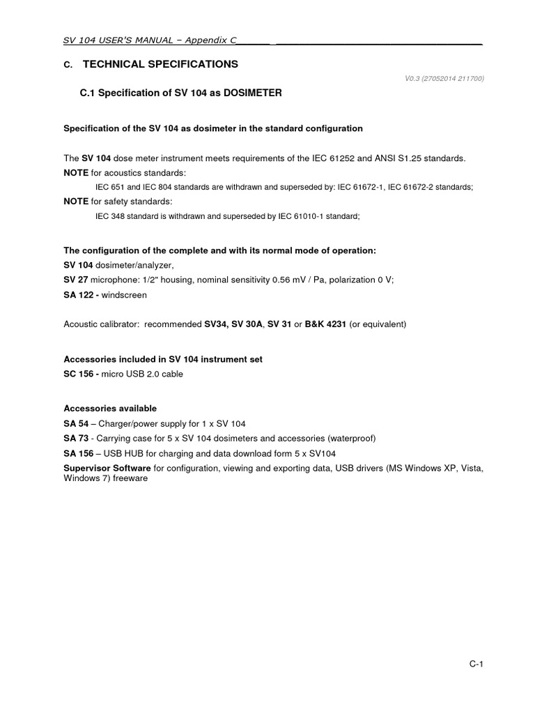 SV104 User Manual App C | PDF | Microphone | Decibel