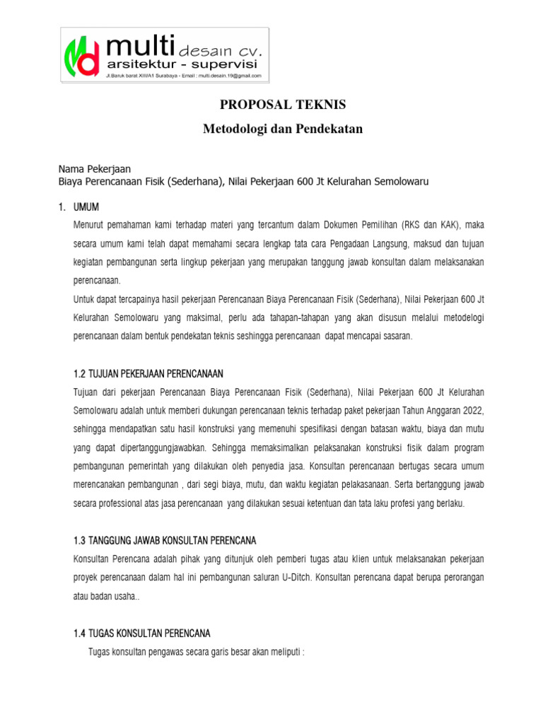 Proposal Teknis Semolo Gabung | PDF