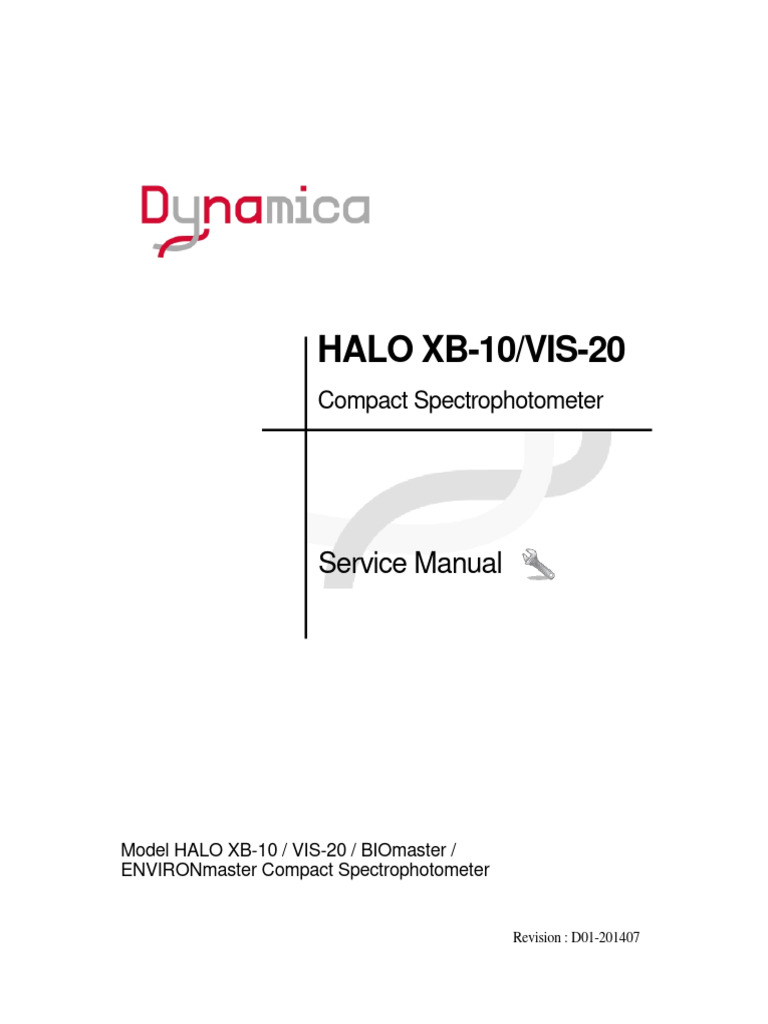 HALO XB-10/VIS-20 Service Manual | PDF | Spectrophotometry ...