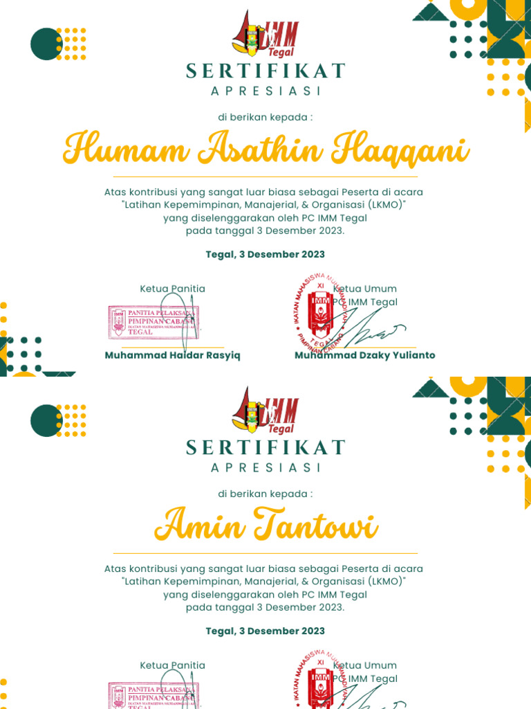 Sertif Pra-Musycab | PDF