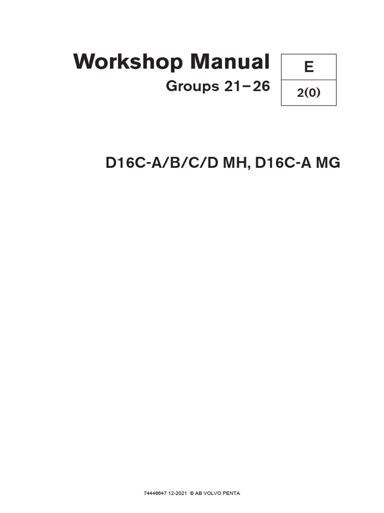 Workshop Manual - D16 - 7746647 | PDF | Internal Combustion Engine | Piston