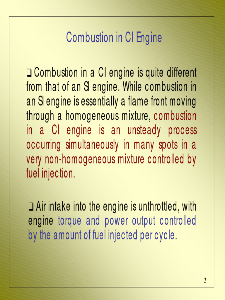 Combustion Dynamics in CI Engines | PDF | Diesel Engine | Internal ...