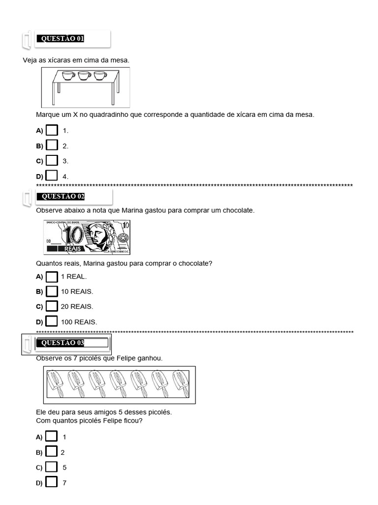 Simulado 01 - Matemática - 1º Ano (Professor Adonis) | PDF | Jogos e Atividades