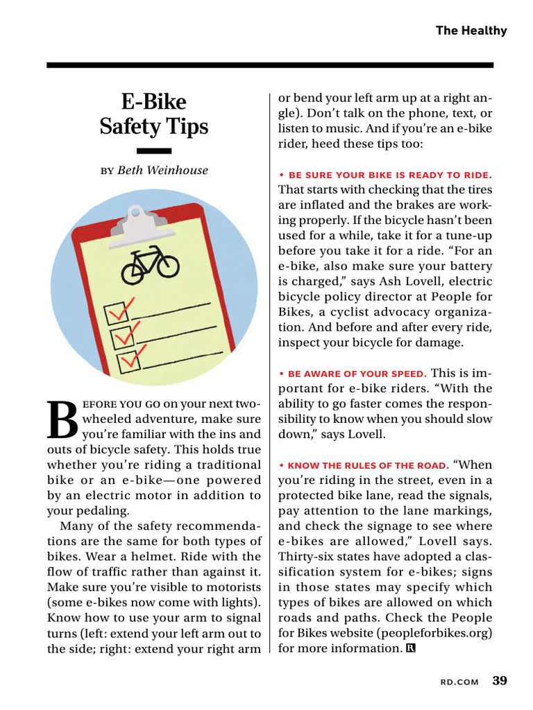 E-Bike Safety Tips | PDF | Sustainable Transport | Human Powered Transport