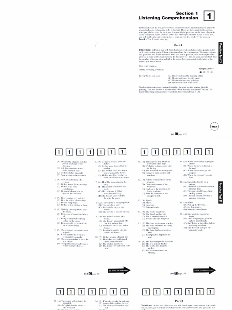 Toefl ETS Listening Practice Test D | PDF