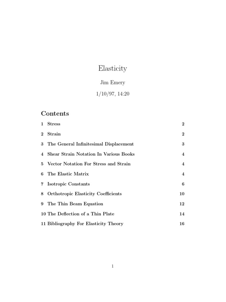 Elasticity | Download Free PDF | Tensor | Stress (Mechanics)