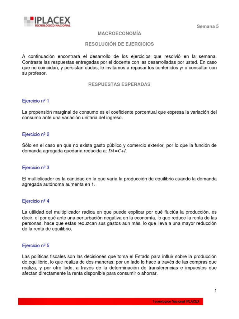 Resp 5 Macro | PDF | Balance presupuestario del gobierno | Oferta (economía)