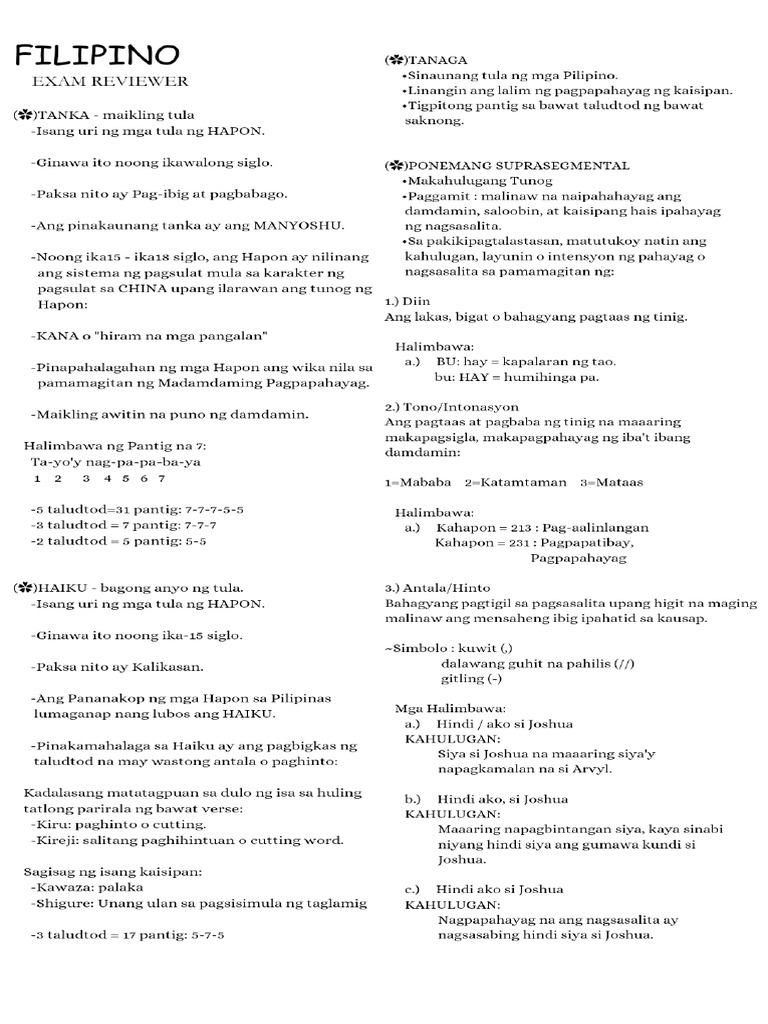 Filipino9 Q2 Reviewer | PDF