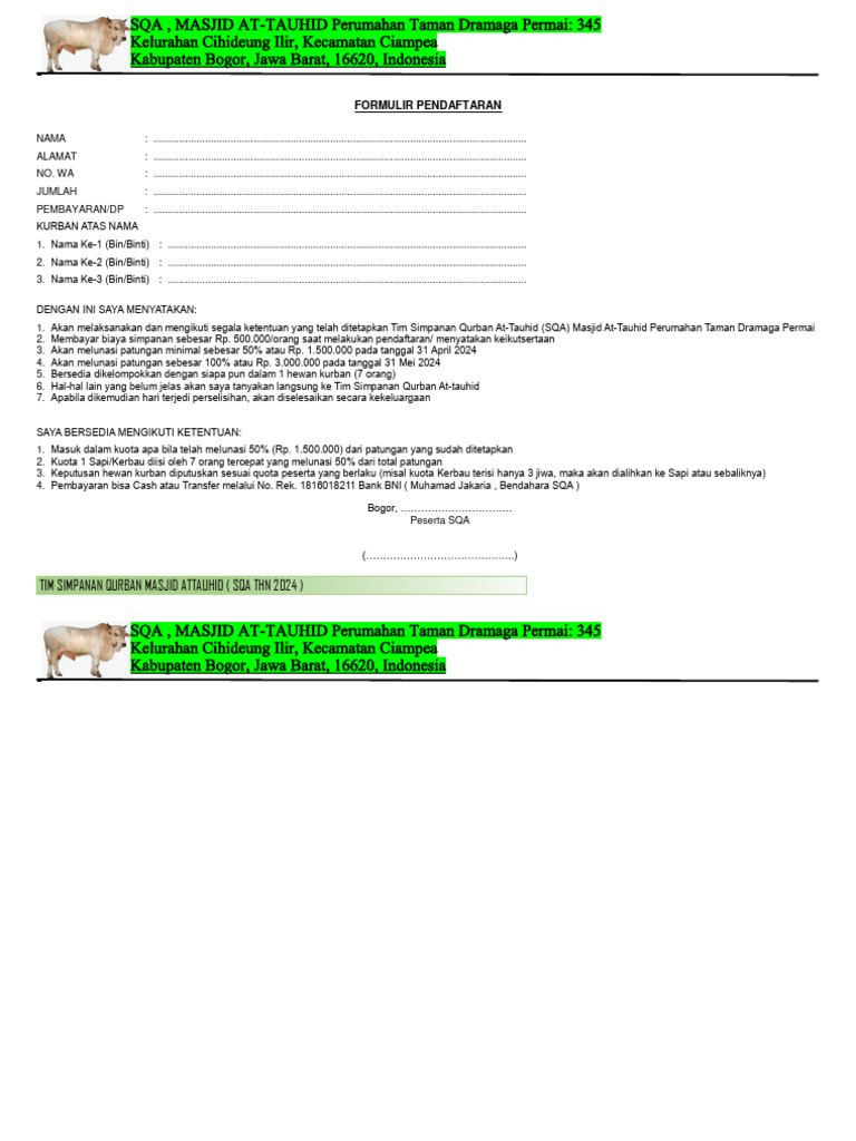 Formulir Kurban | PDF