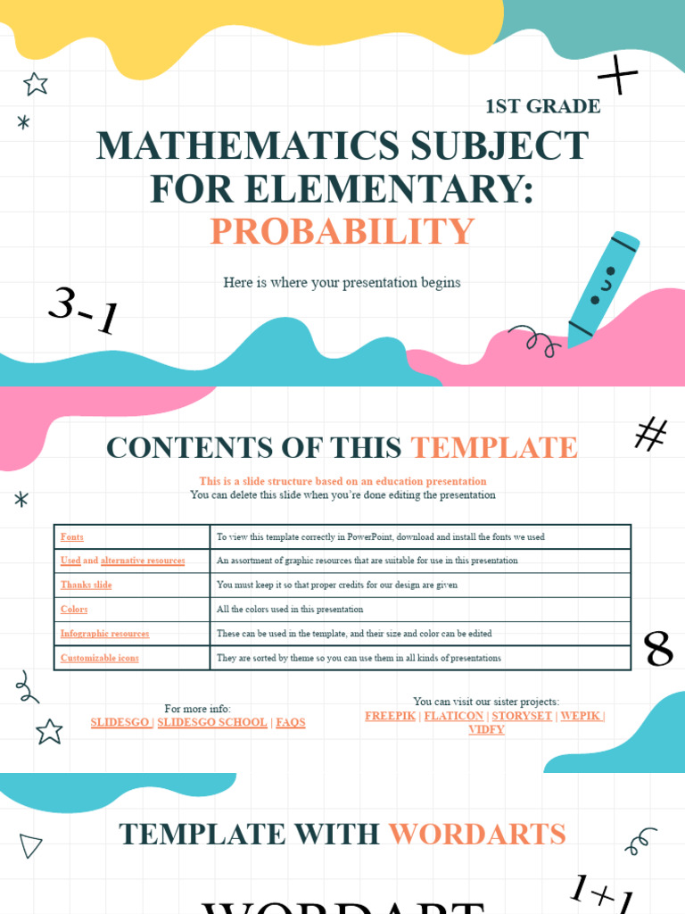 Mathematics Subject For Elementary - 1st Grade - Probability by Slidesgo | PDF