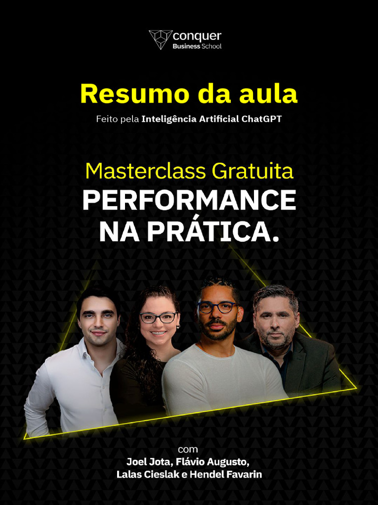 Resumo MasterClass Performance Na Prática - Chat GPT | PDF ...