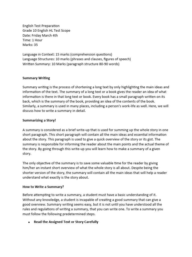 Grade 10 English Test Prep Guide | PDF | English Language | Question
