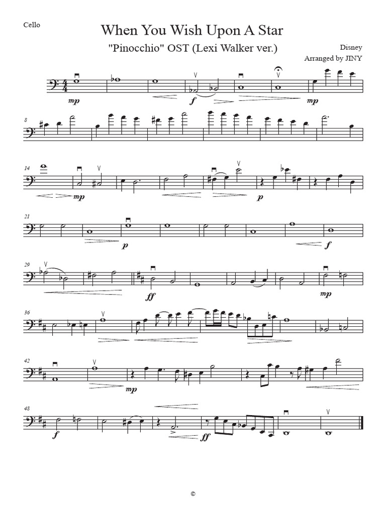 When You Wish Upon A Star (Lexi Walker) - Cello | PDF