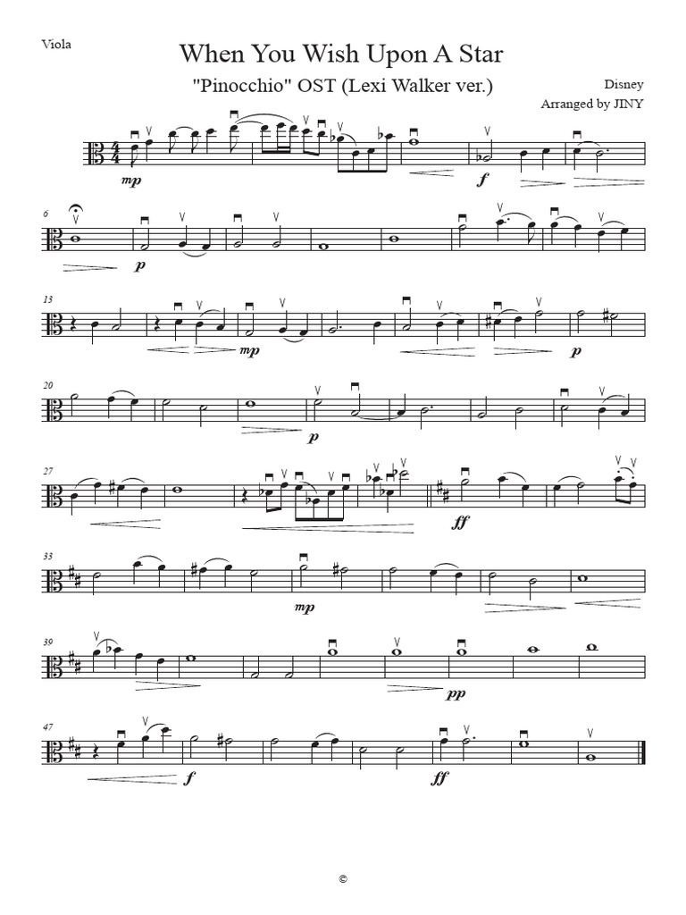 When You Wish Upon A Star (Lexi Walker) - Viola | PDF | Pinocchio